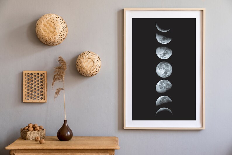 DIGITAL Moon Print Phases of the Moon Moon Wall Art | Etsy