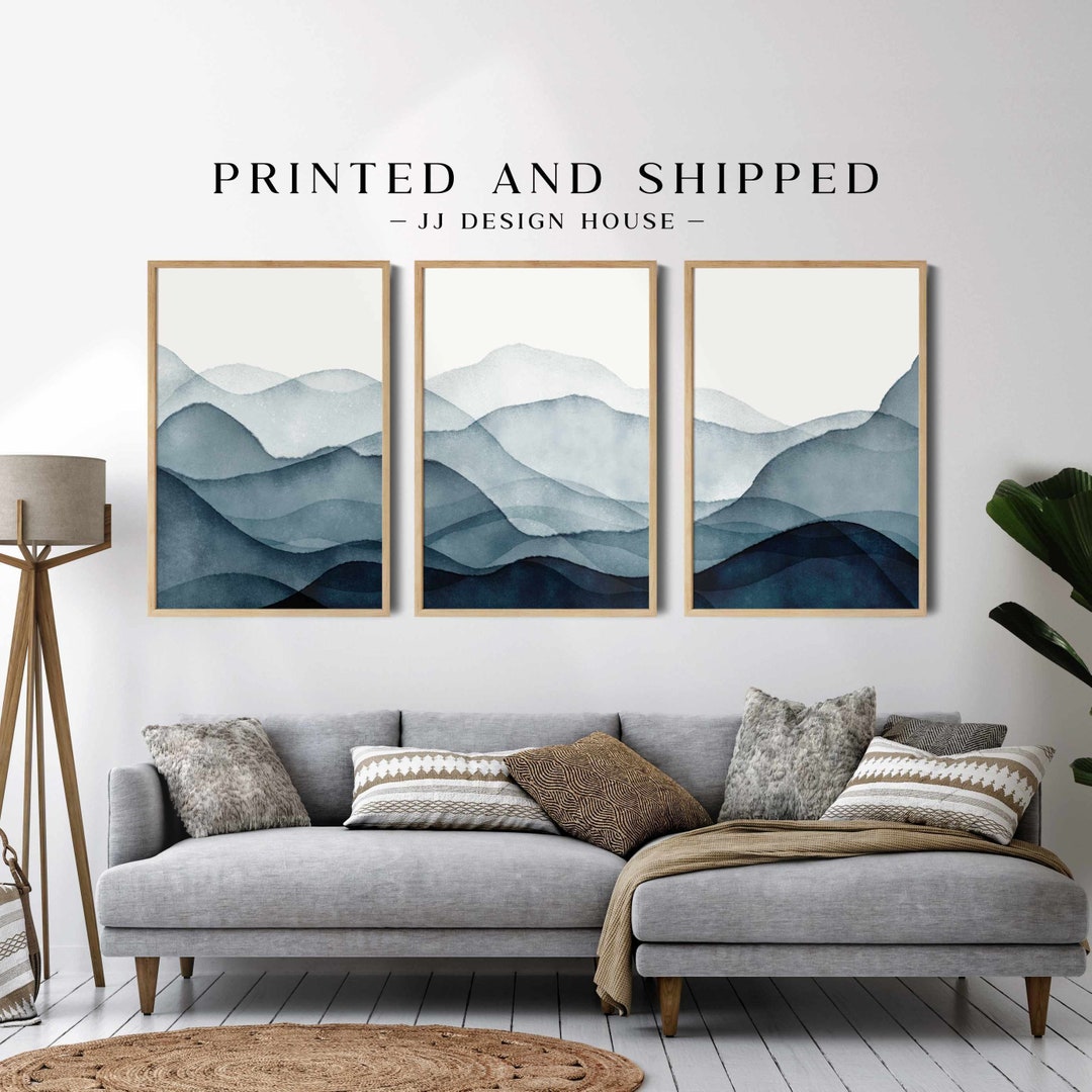 Blue Mountains Wall Art, Landscape Prints 3 Piece Wall Art, Mountain ...