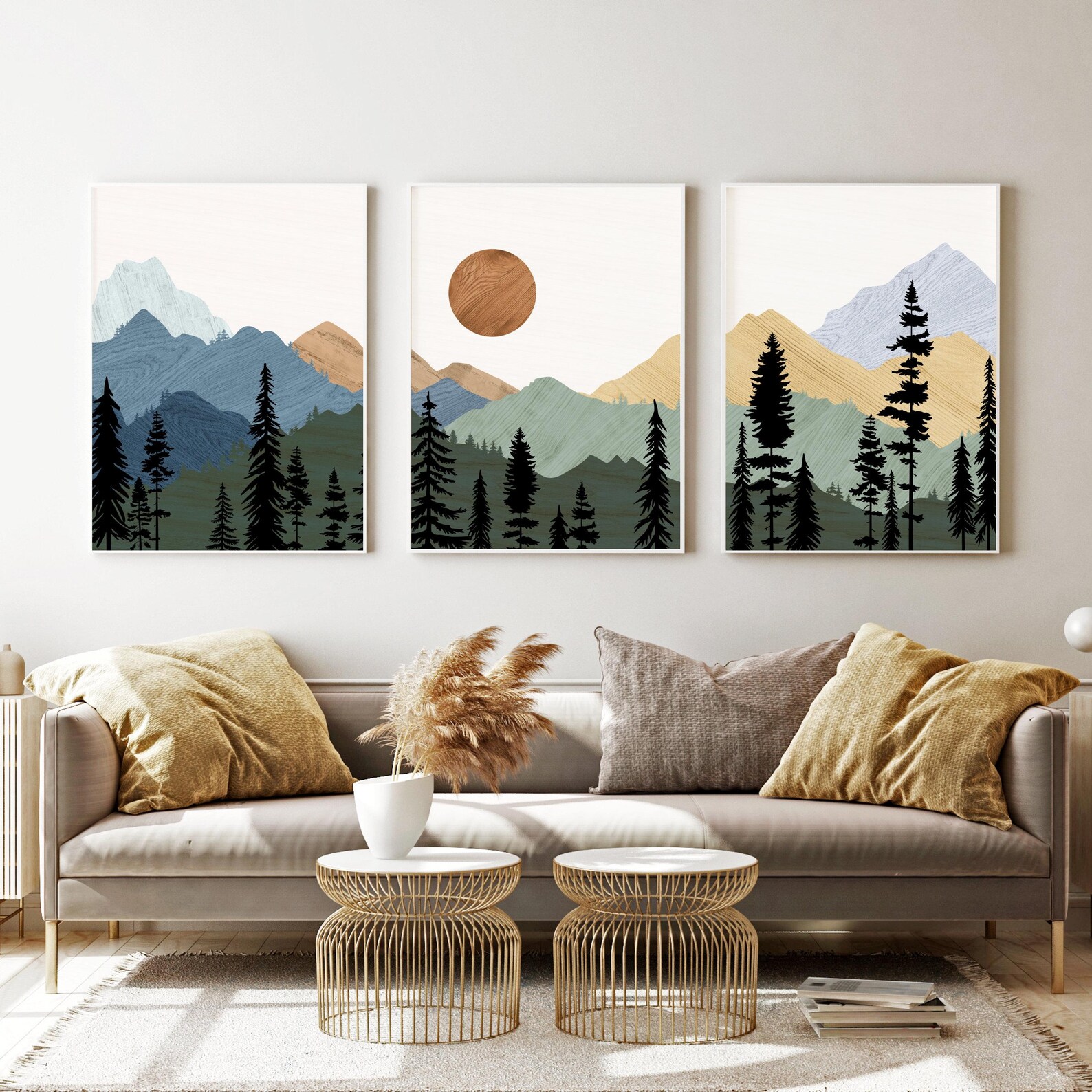 Abstract Mountain Print Set: Colorful Nature Wall Art (digital Download ...