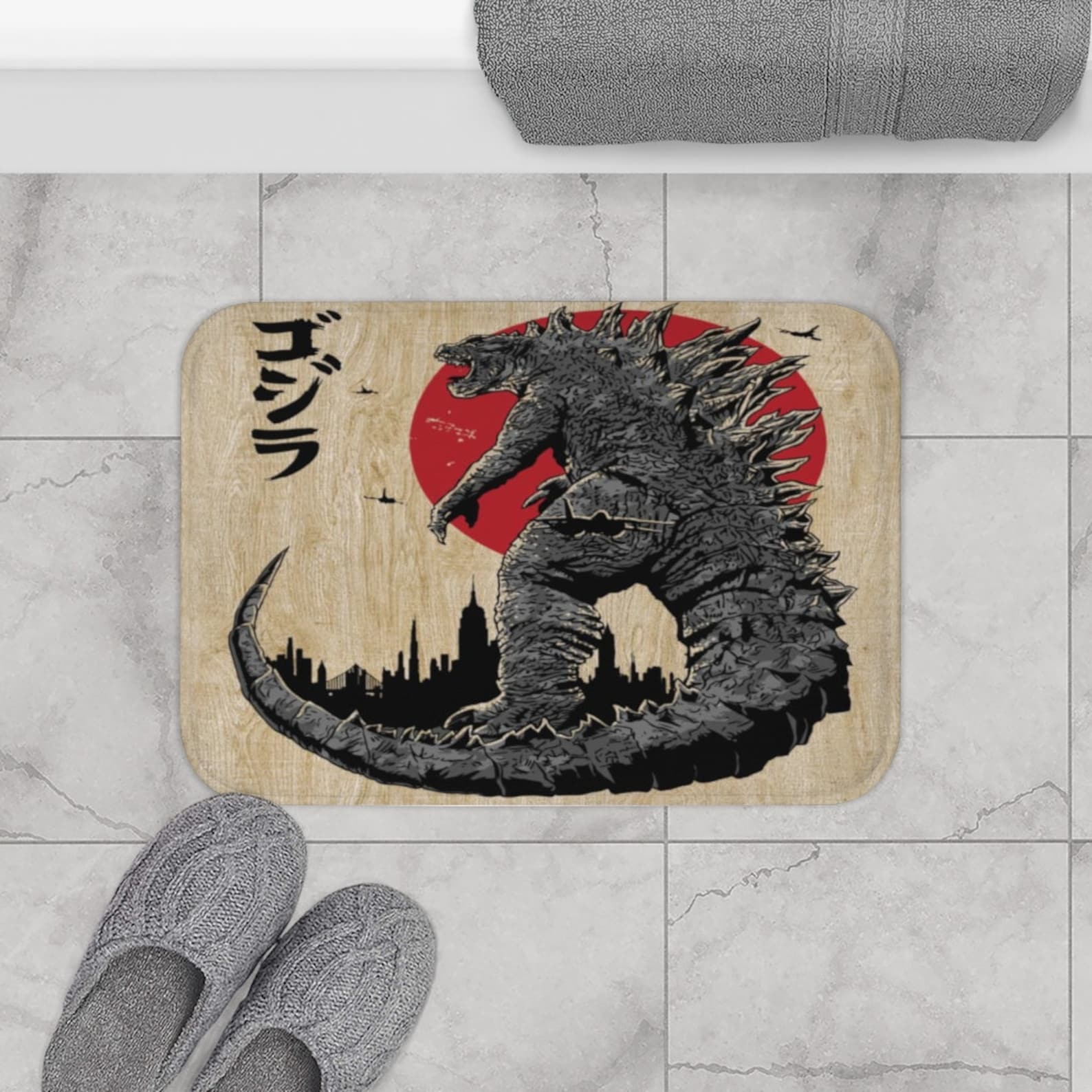Godzilla Bath Mat Godzilla Japanese Mat Japanese Artwork | Etsy