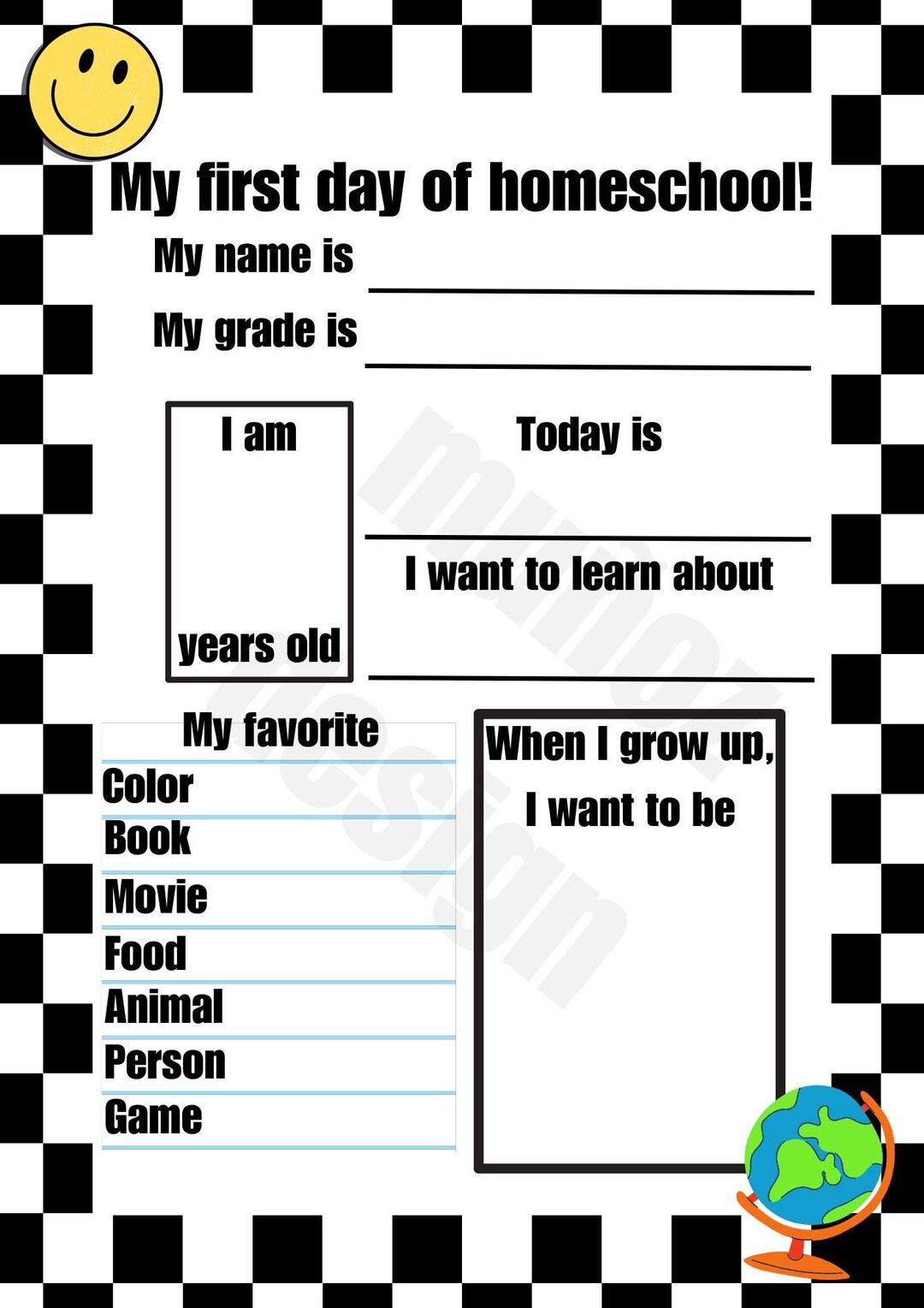 First Day of Homeschool, Back to School Activity Sheet, Homeschool ...