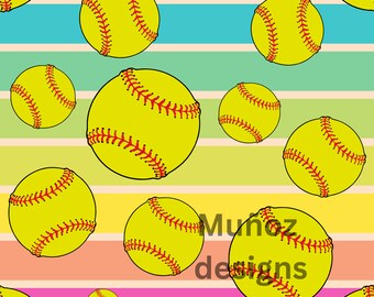 Softball Seamless Pattern, (digital Paper PNG) - Etsy