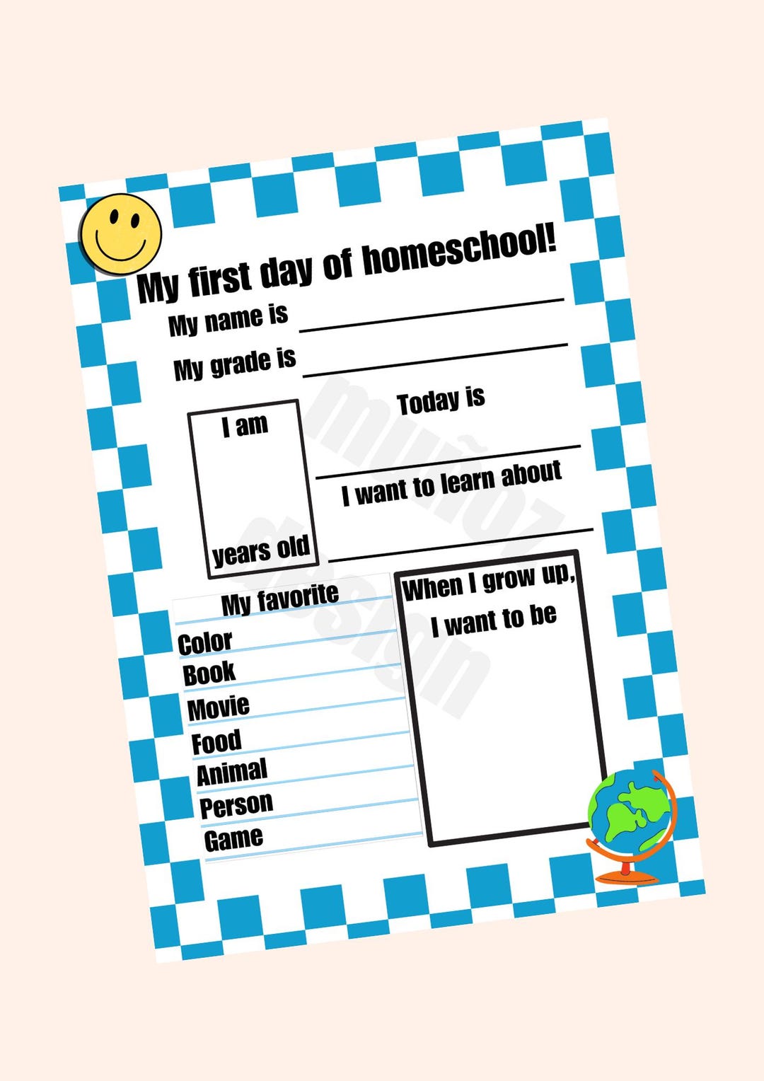 First Day of Homeschool, Back to School Activity Sheet, Homeschool ...