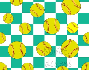 Softball Seamless Pattern Repeating File for Fabric Printing Softball ...