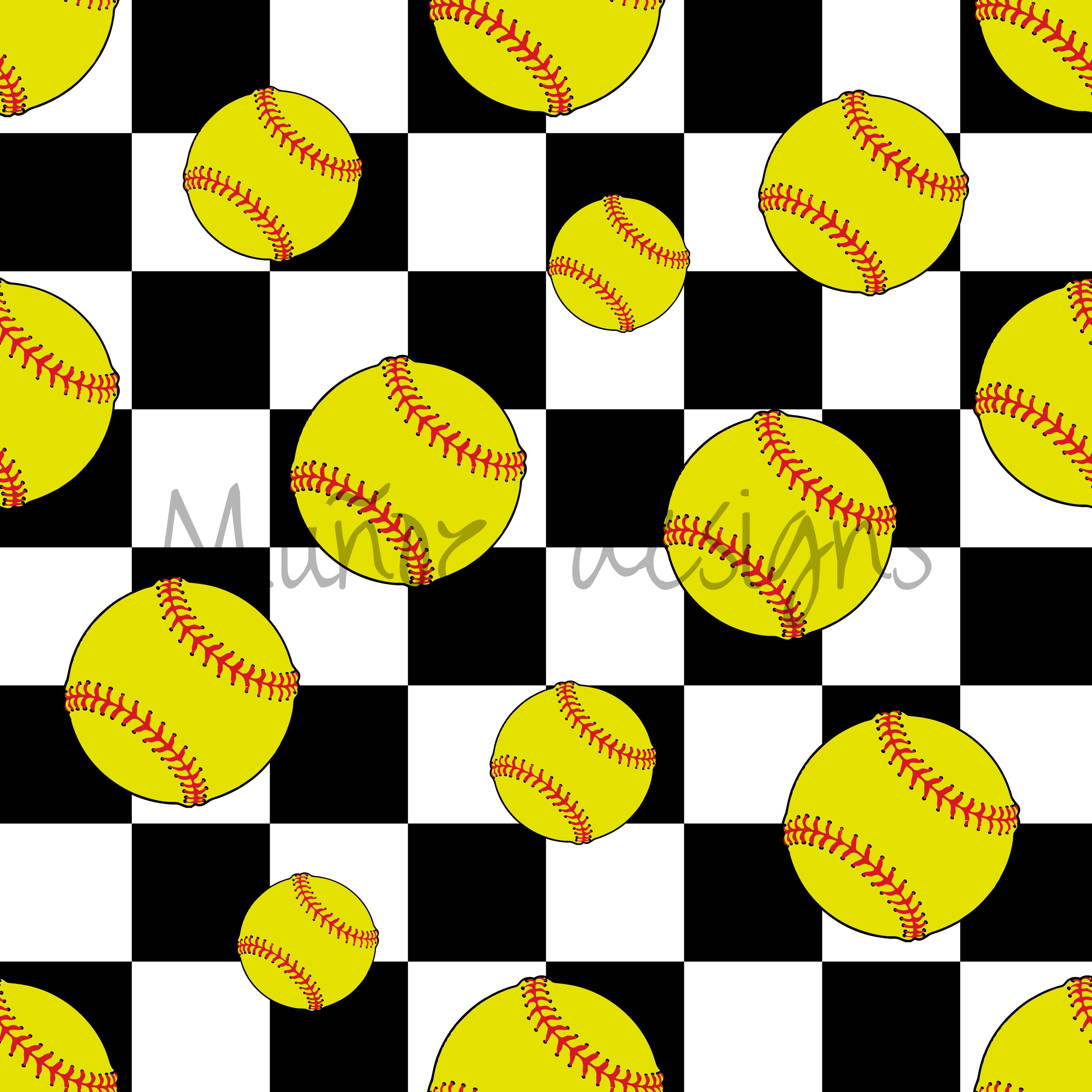 Softball Seamless Pattern, Softball Design, Custom Seamless Pattern ...