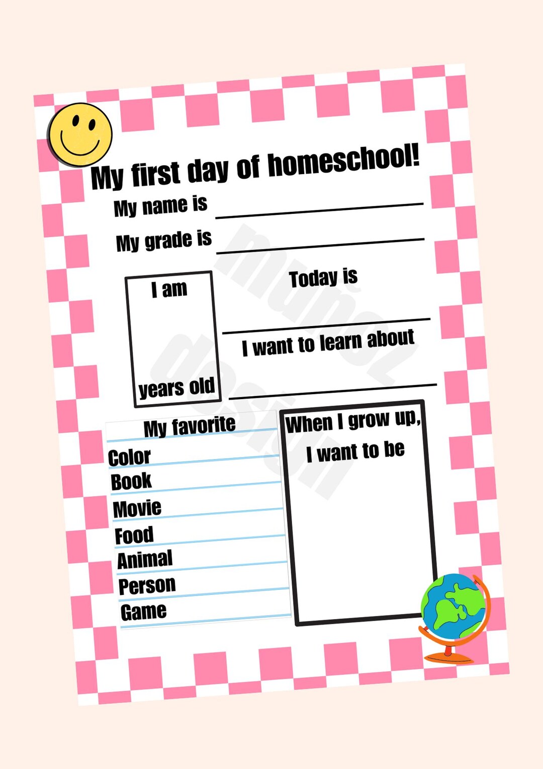 First Day of Homeschool, Back to School Activity Sheet, Homeschool ...