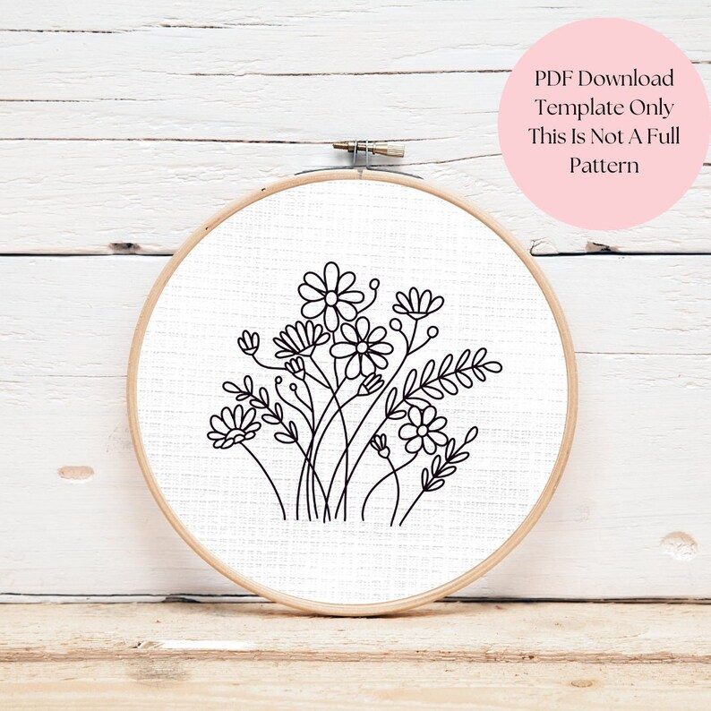 Beginner Daisy Meadow Embroidery Template, Instant Download, Easy ...