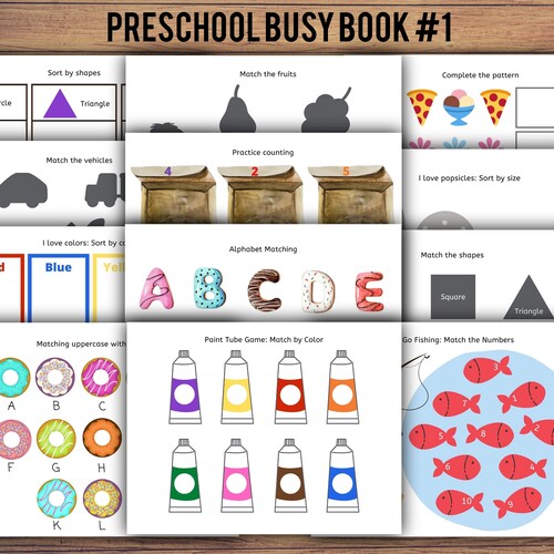 Preschool Learning Binder Printable Toddler Busy Book Quiet - Etsy