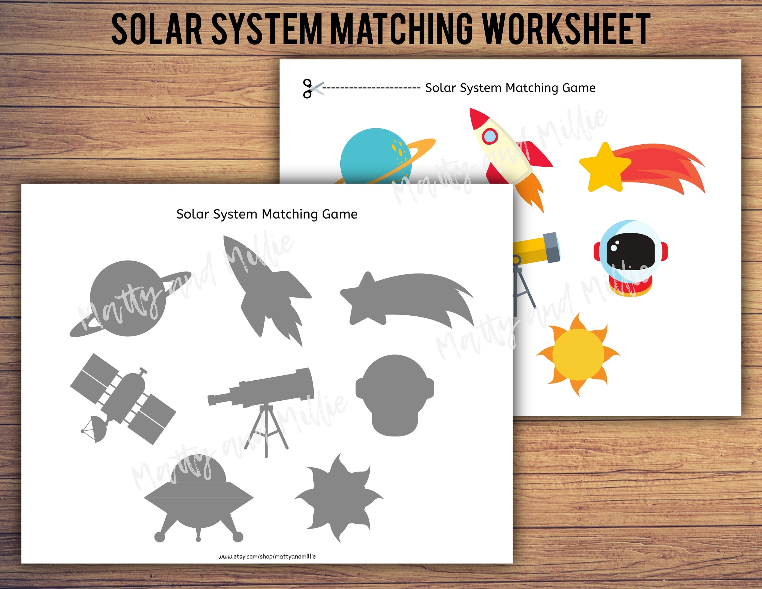 Solar System Matching Worksheet Busy Book Page Preschool | Etsy