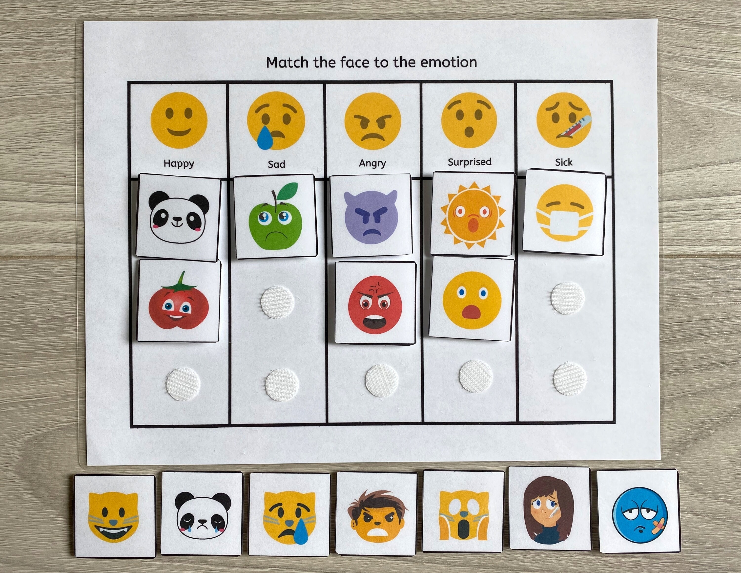 Match The Emotions Worksheet Busy Book Pages Preschool Busy Etsy