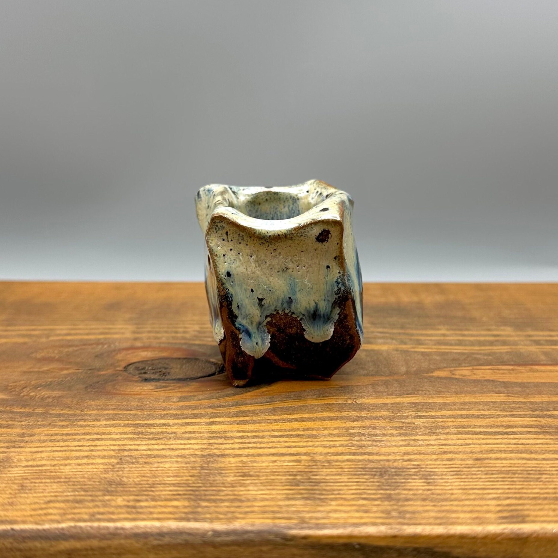 Small Rustic Ceramic Planter, Handmade Kusamono Pot, Kurinuki Indoor ...