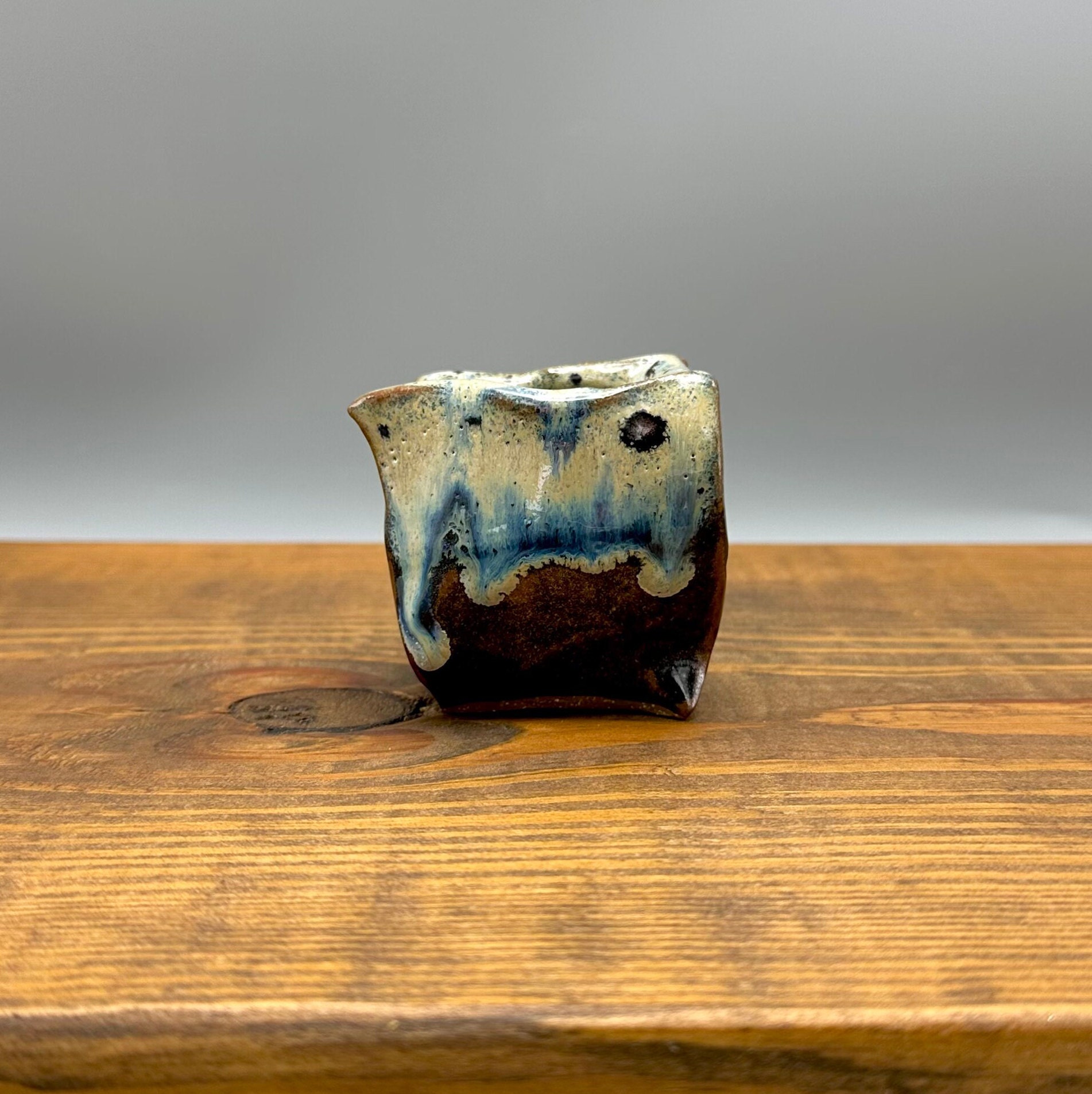 Small Rustic Ceramic Planter, Handmade Kusamono Pot, Kurinuki Indoor ...
