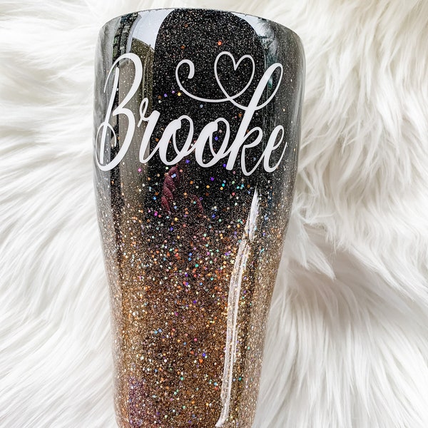 Black Glitter Personalized Tumbler - Etsy