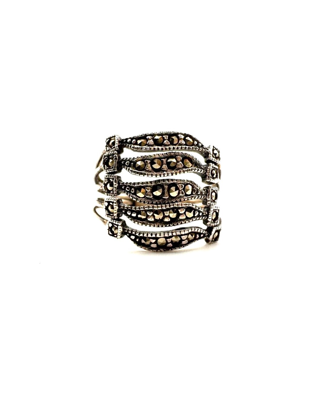 Vintage Judith Jack - Sterling Silver - Multi Band Marcasite - Ring ...