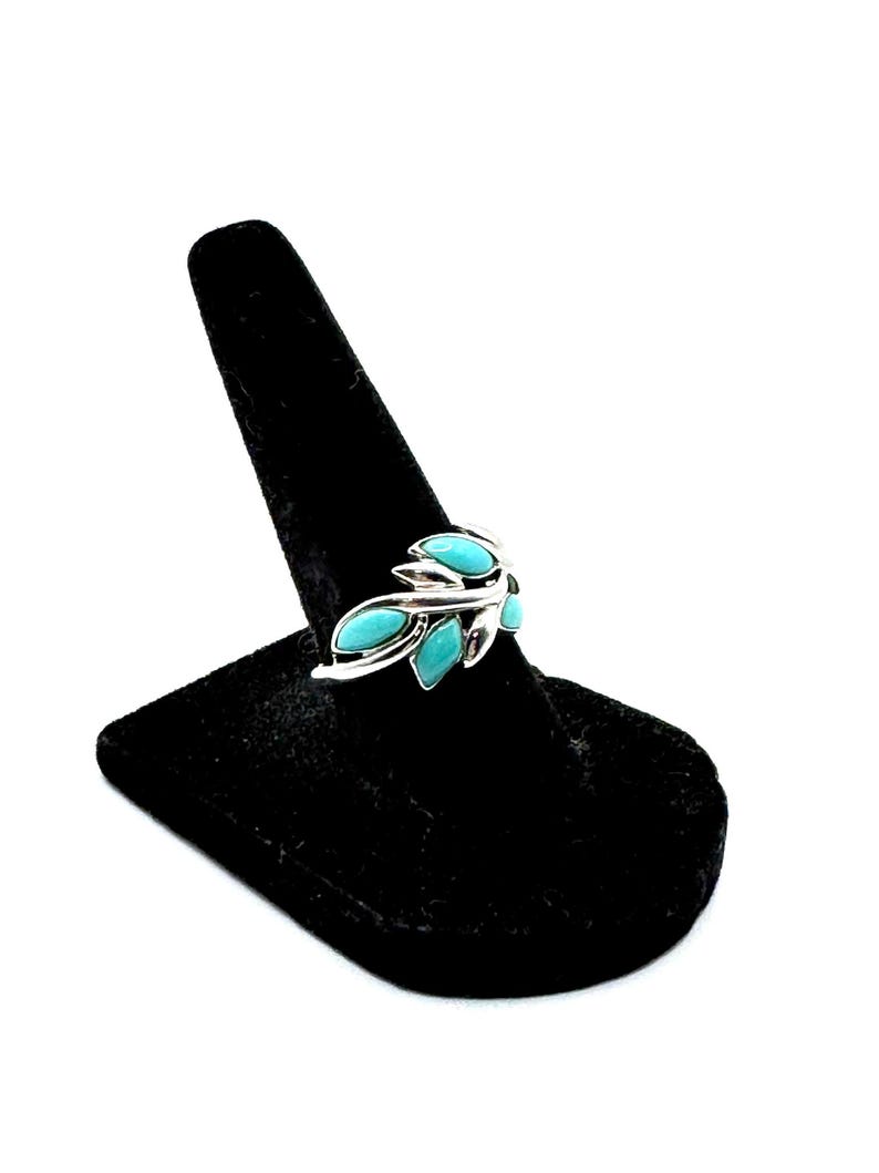Vintage - Sterling Silver Marquise Turquoise Leaf Vine Ring Size 6 - Etsy