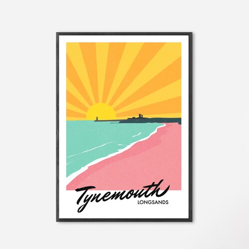 Tynemouth Longsands Beach Retro Style Travel Poster Print - Etsy UK