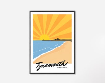 Tynemouth Travel Poster – Retro Longsands Beach Art Print - Etsy UK