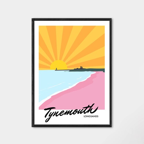 Tynemouth Longsands Beach Retro Style Travel Poster Print - Etsy UK