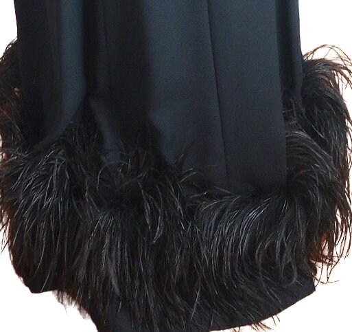 Vintage Black Evening Gown / Feather Bottom / Size 11 - Etsy