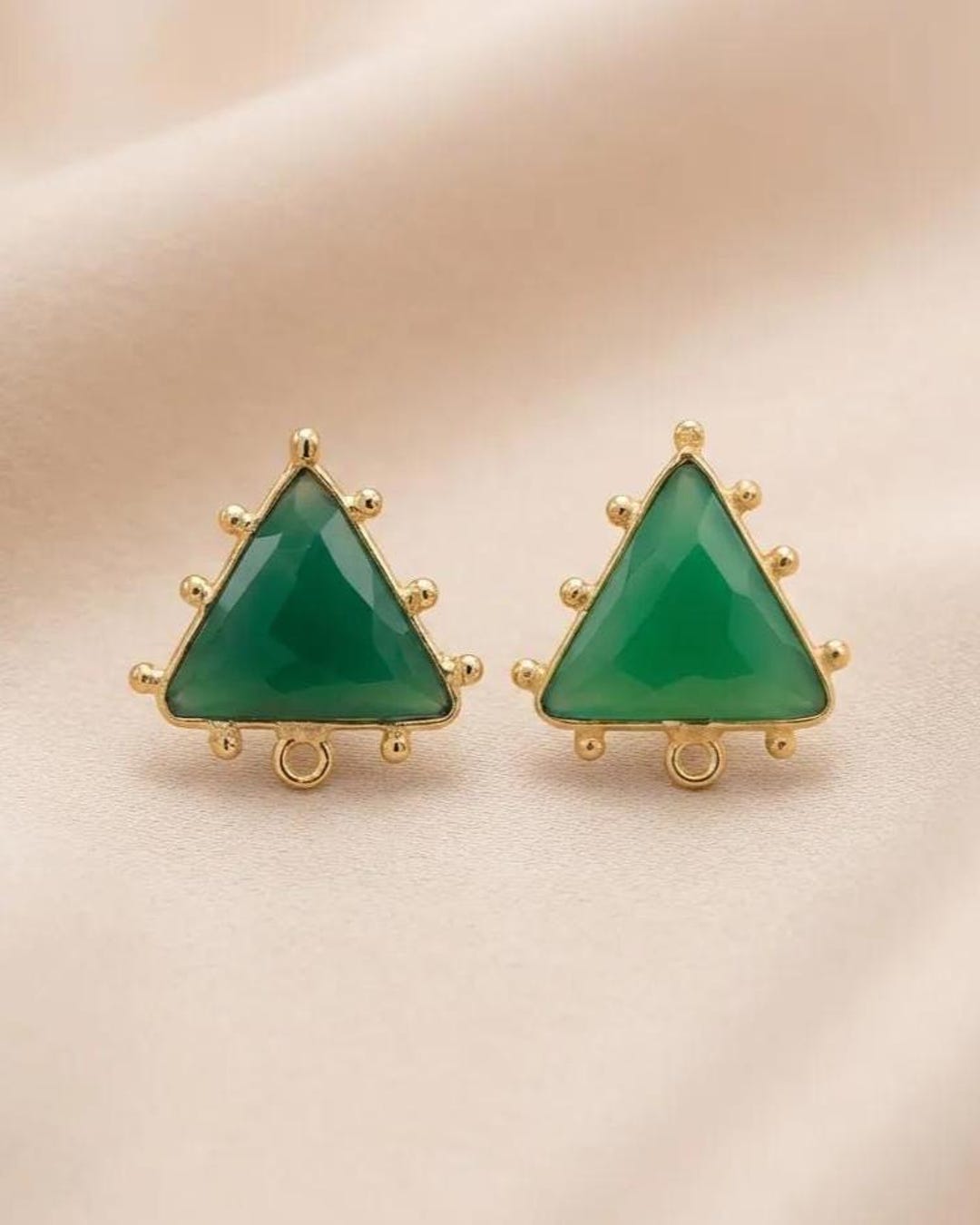 Rich Green Onyx Triangle Connector | Designer Jewelry Supply | Handmade ...