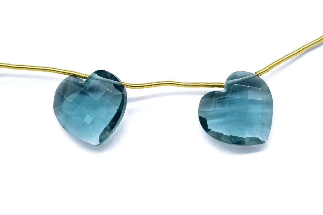 Iolite Heart Carved Briolettes | Fancy 14mm Gemstone Pairs | Deep ...
