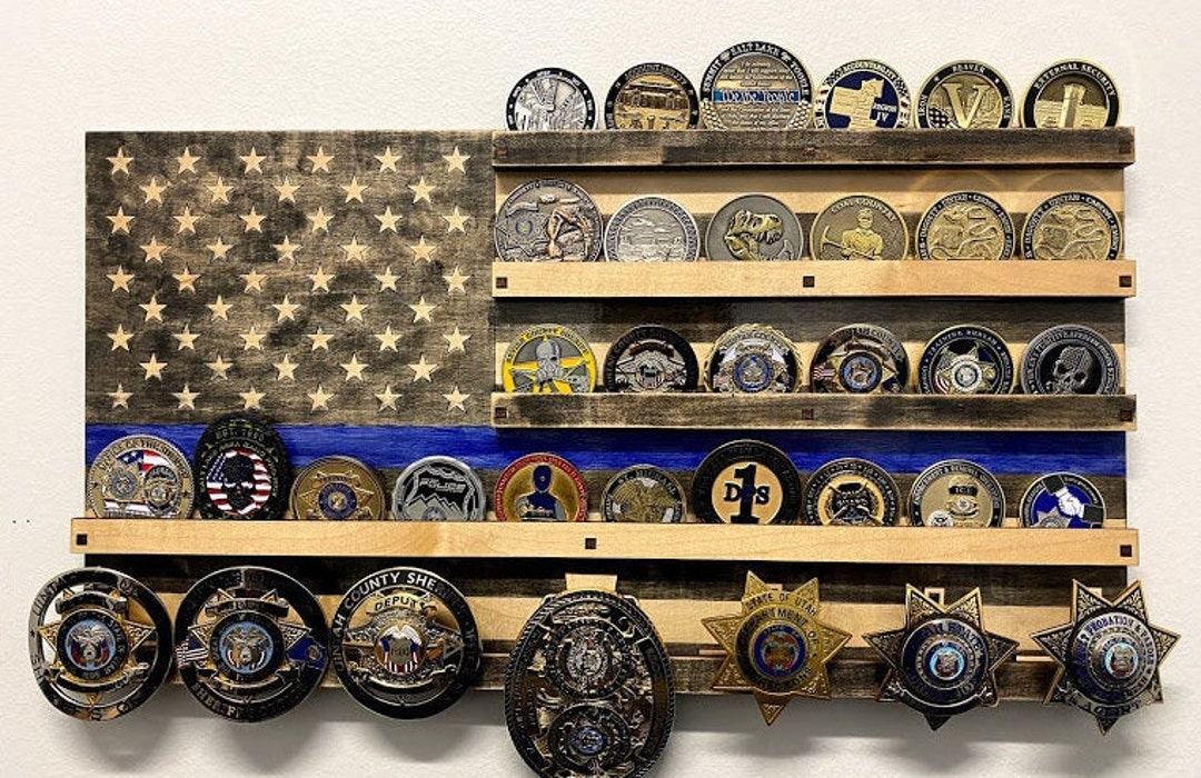 Laser Cut American Flag Challenge Coin Holder 38 Coins - Etsy