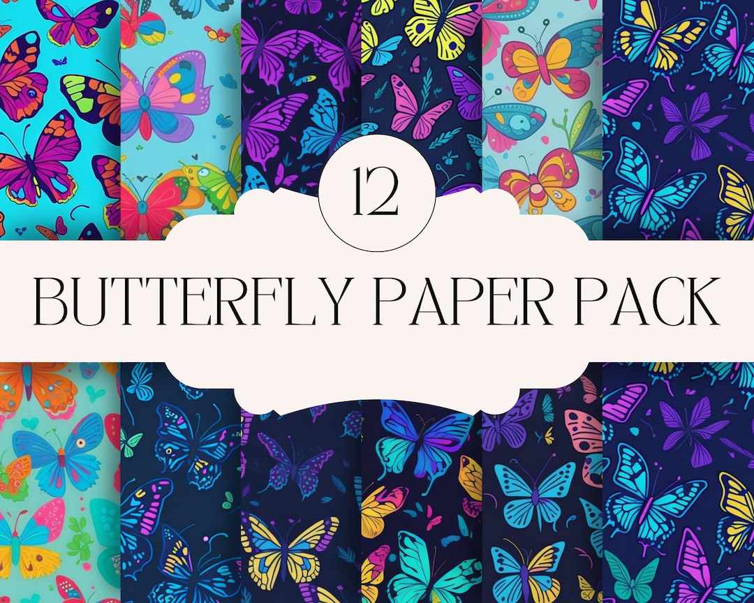 Printable Butterfly Scrapbooking Paper Digital Patterns DIY Crafts Card ...