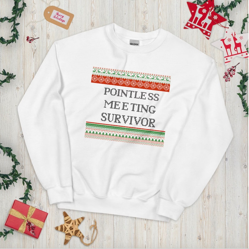 Funny Office Ugly Christmas Sweater SVG – Pointless Meeting Survivor ...