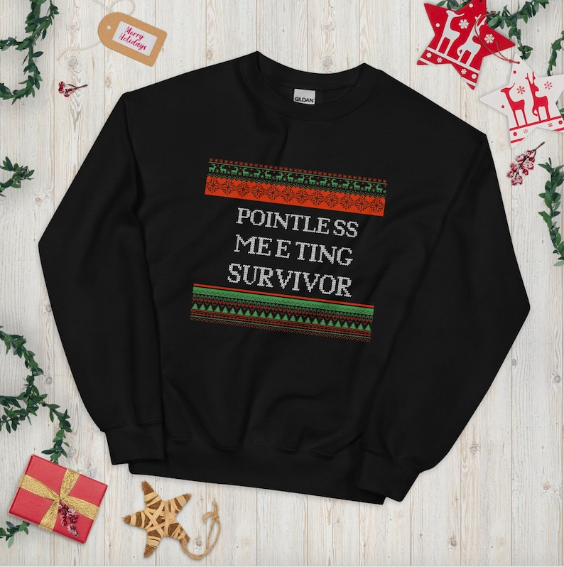 Funny Office Ugly Christmas Sweater SVG – Pointless Meeting Survivor ...