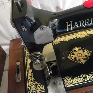 Vintage Hand Crank Sewing Machine, Harris 9H in Nice Wooden Case, Circa ...