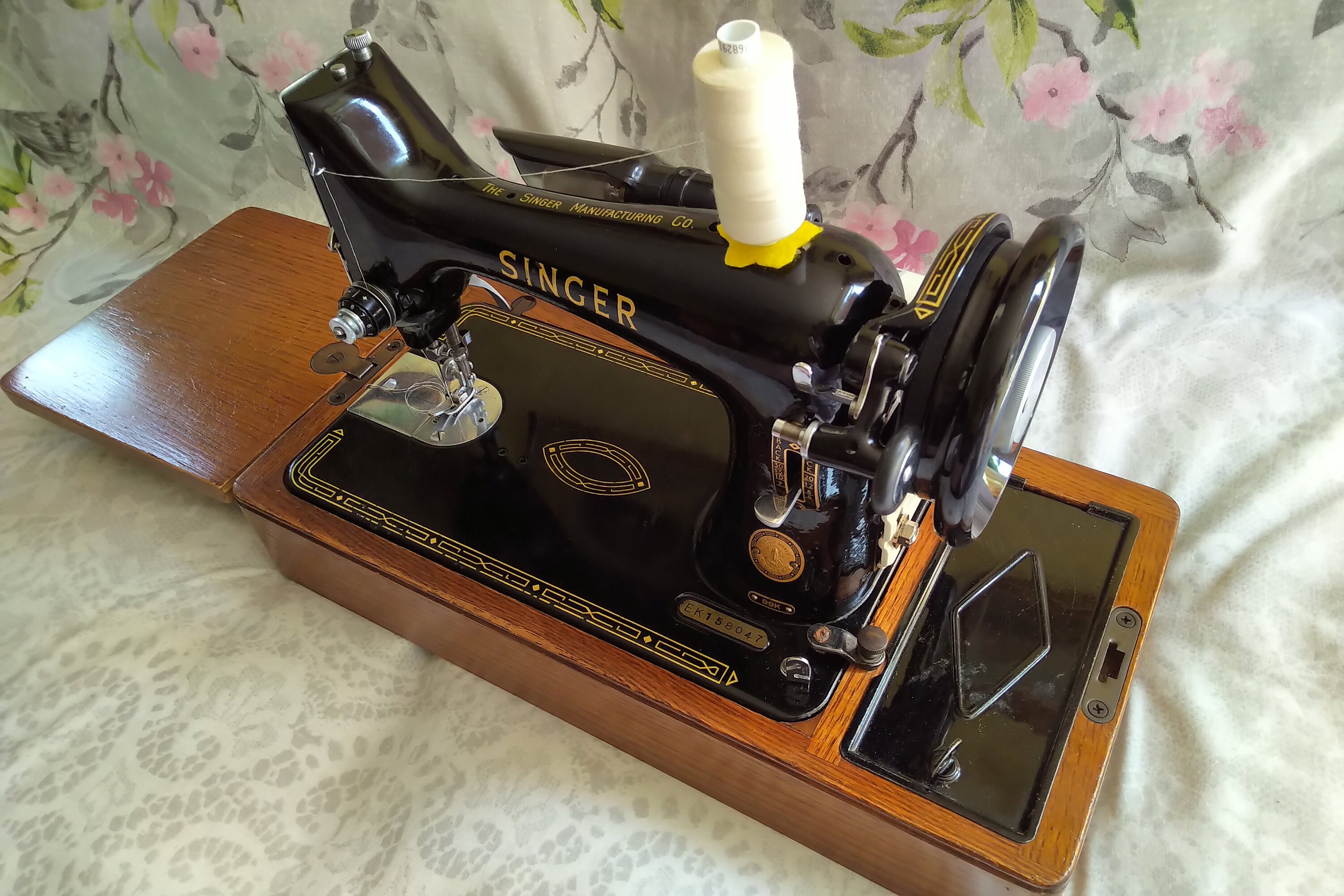 Vintage Electric Sewing Machine, Singer Model No. 99K in Mock Croc Case ...