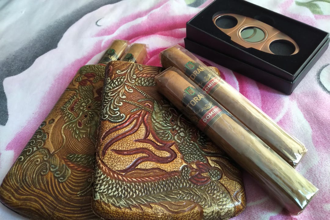 Antique Very Rare Tooled Leather Cigar Case, Japanese Meiji Period ...