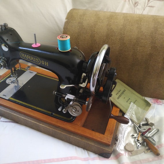 Vintage Hand Crank Sewing Machine Harris 9H in Snake Skin - Etsy