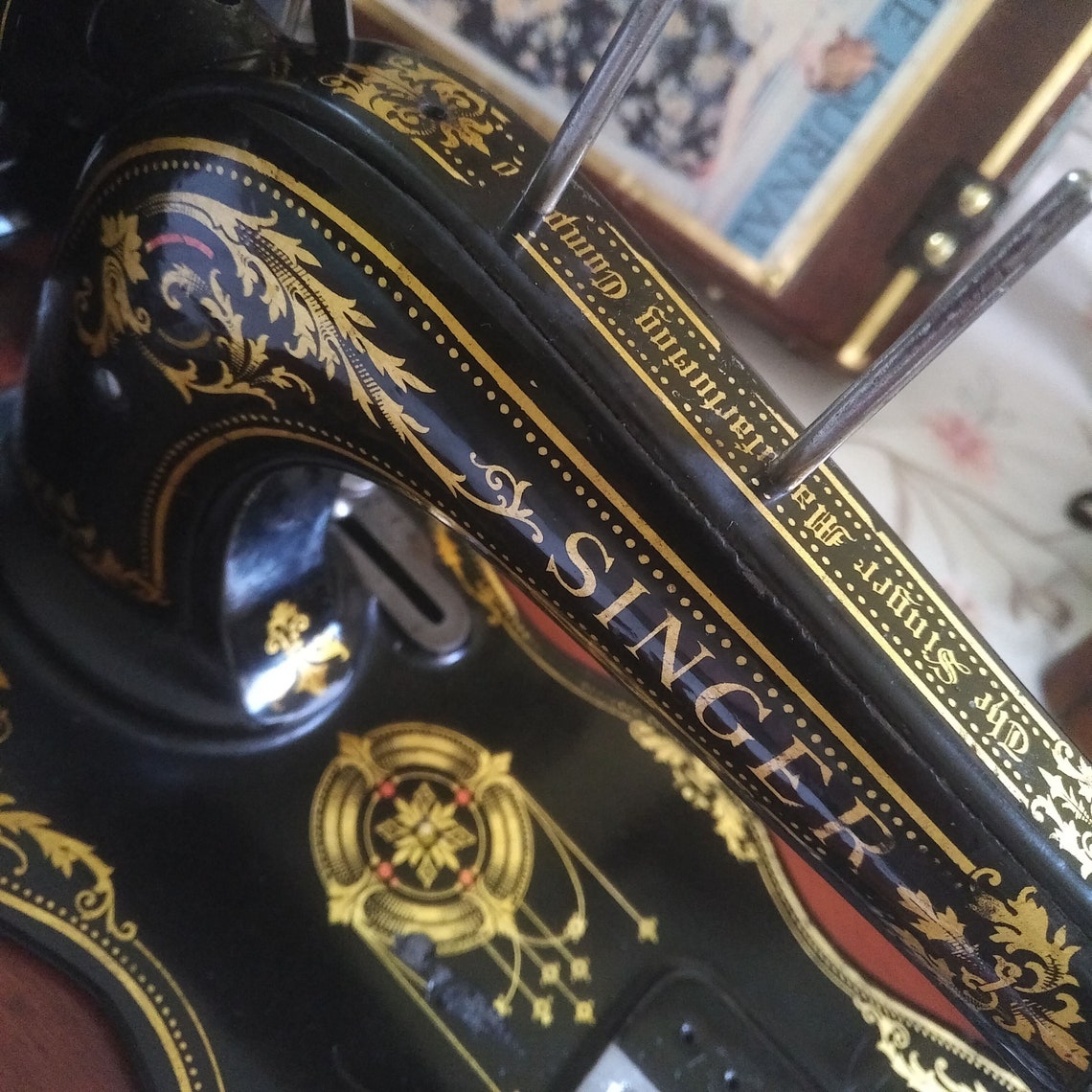Antique Hand Crank Sewing Machine Singer Fiddlebase in Lovely - Etsy
