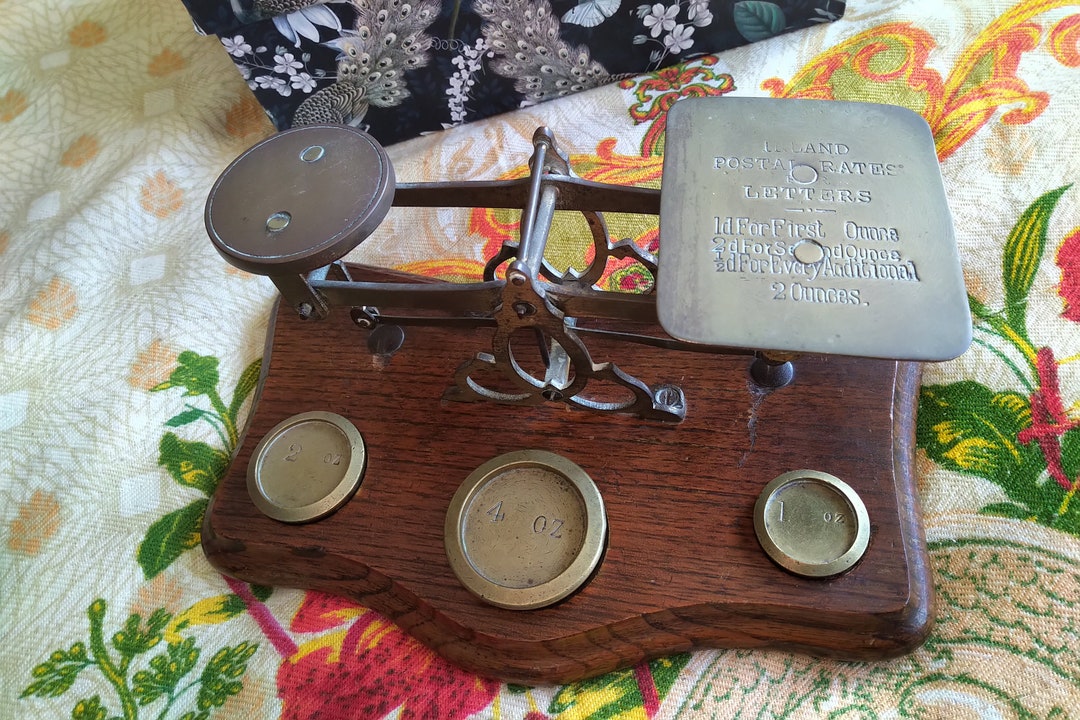 Vintage Letters Weighing Scales, Ounces Weights, Made of Wood and Brass ...