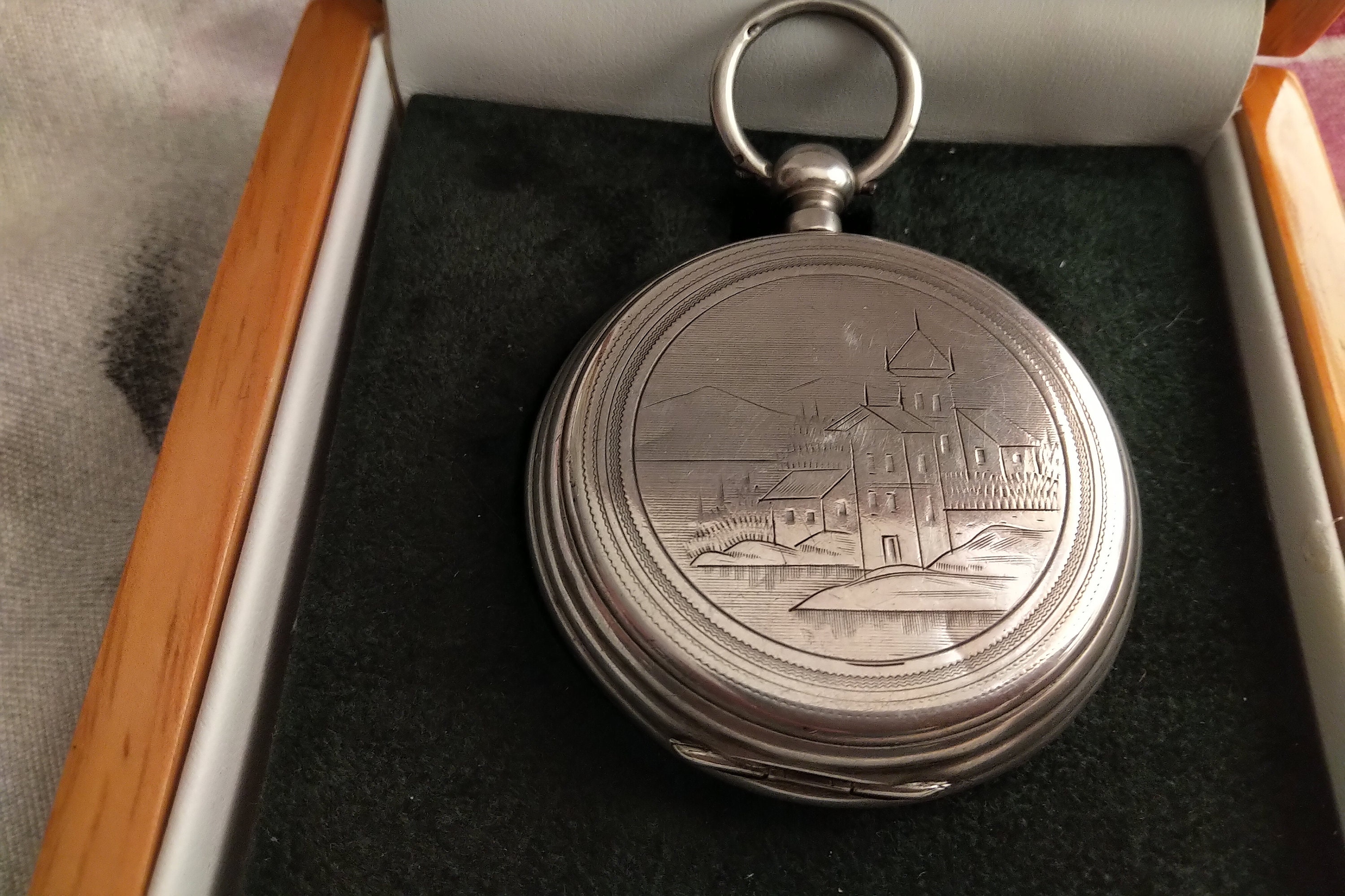 Antique Swiss Pocket Watch, Cylinder Key Wind, Elaborately Engraved ...
