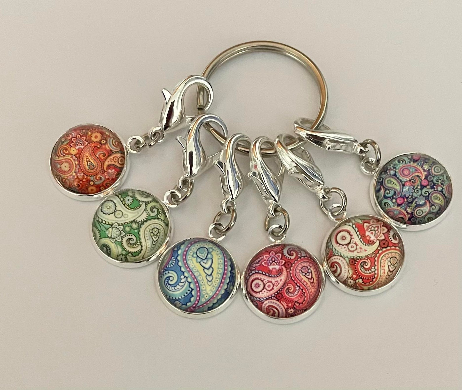 Stitch Marker SET of 6 Paisley Mandala Markers Crochet Knitting Counter ...