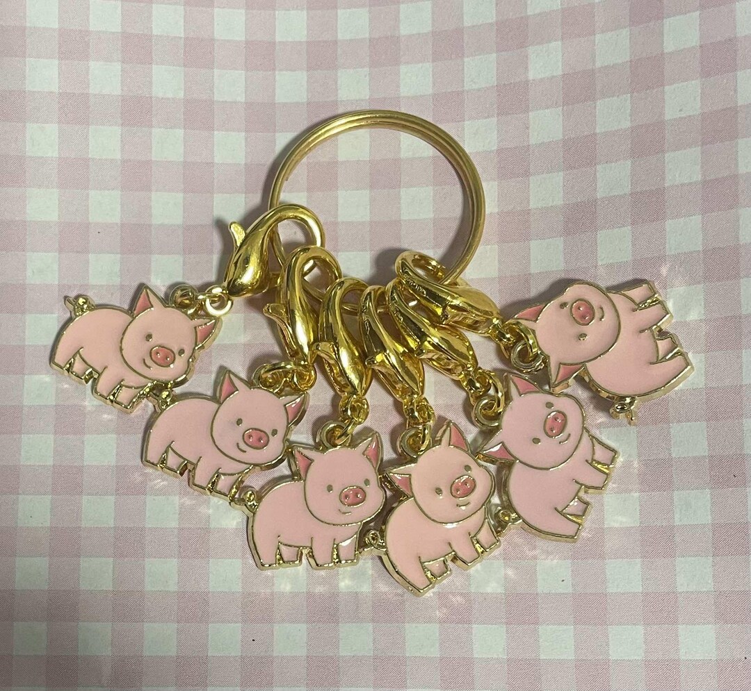 Stitch Marker SET of 6 Little PIGS Markers Crochet Knitting Counter ...