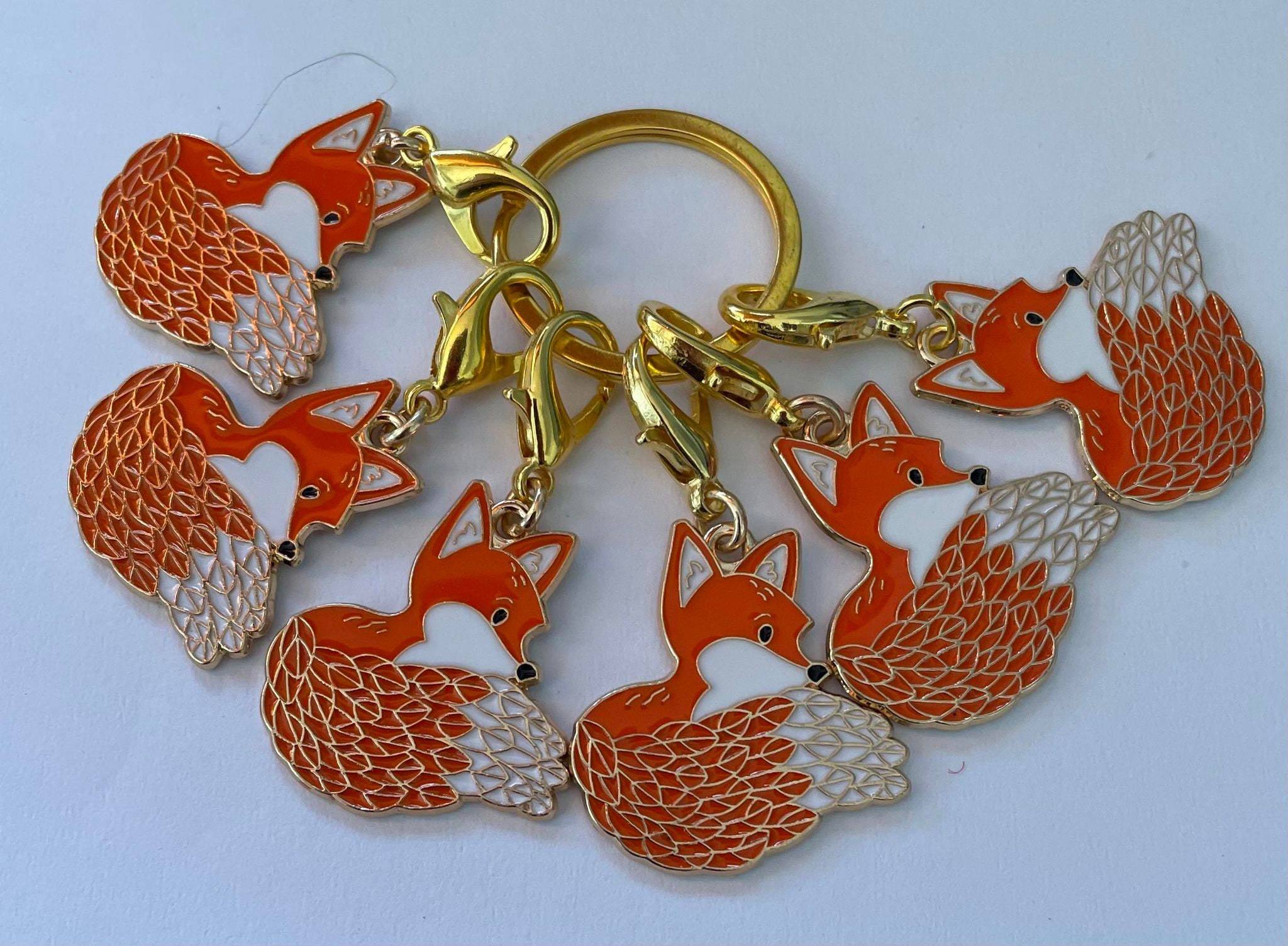 Stitch Marker SET of 6 Red Fox Markers Crochet Knitting Counter ...