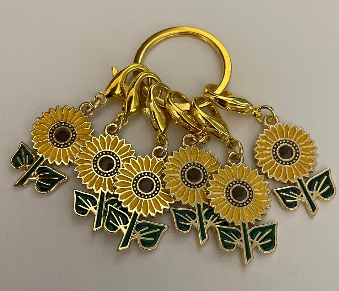 Stitch Marker SET of 6 Sunflower Sunflowers Markers Crochet Knitting ...