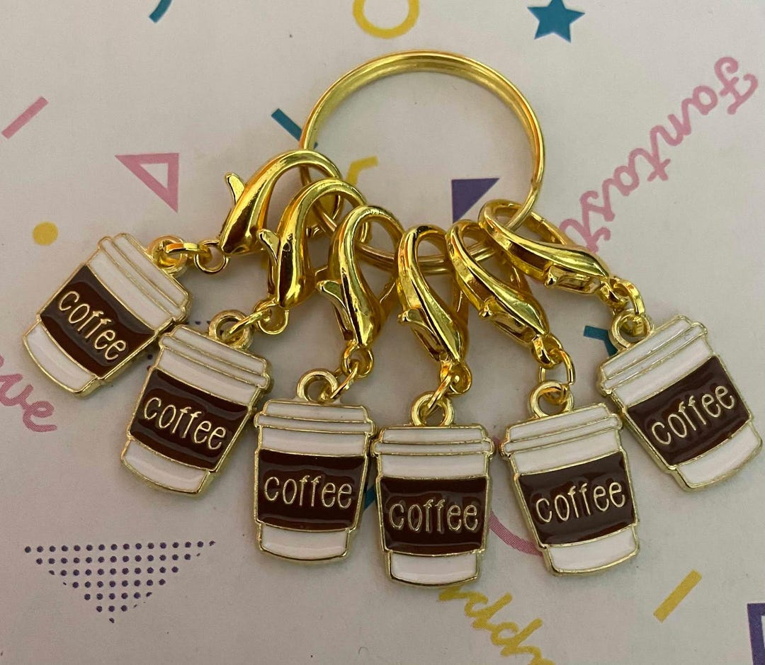 Stitch Marker SET of 6 Coffee Markers Crochet Knitting Counter Counters ...