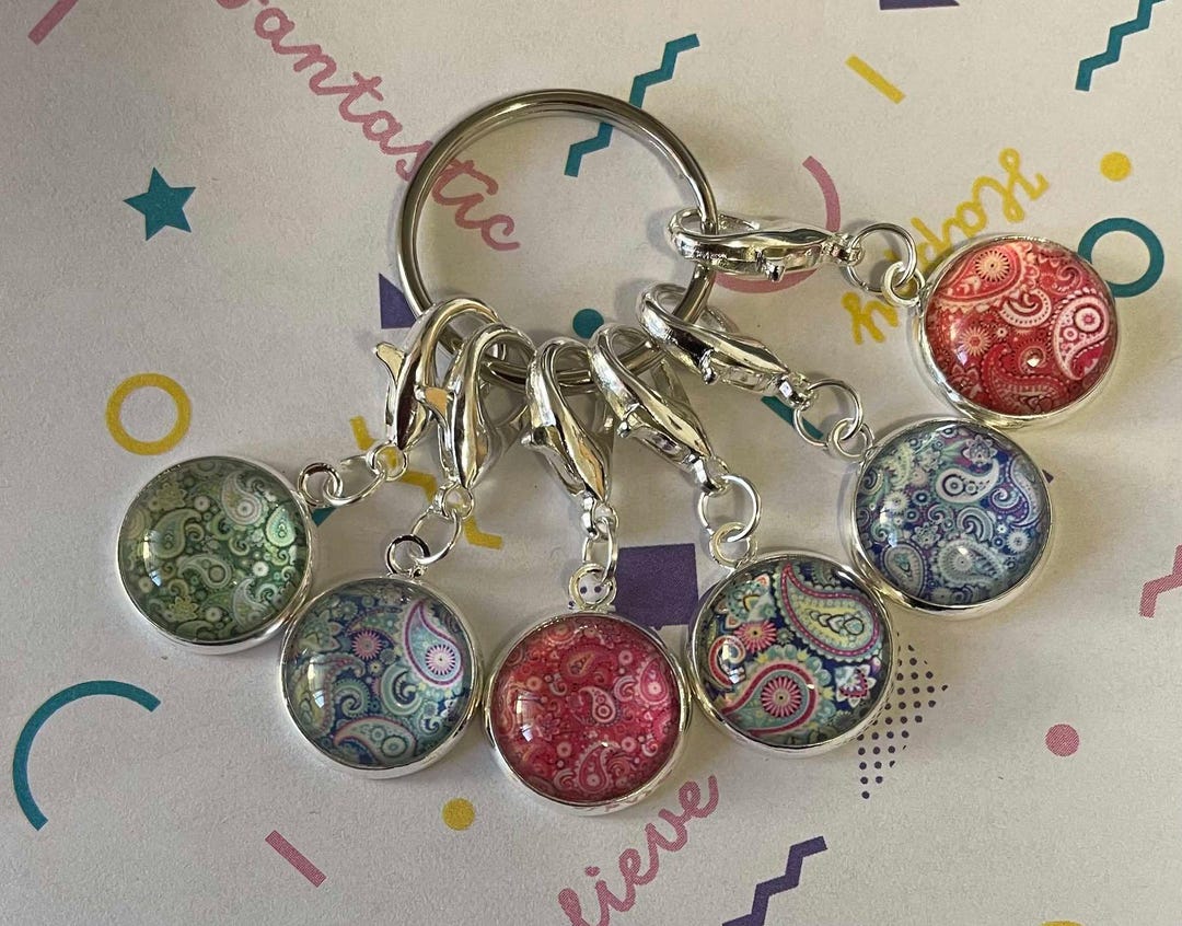 Stitch Marker SET of 6 Paisley Mandala Markers Crochet Knitting Counter ...