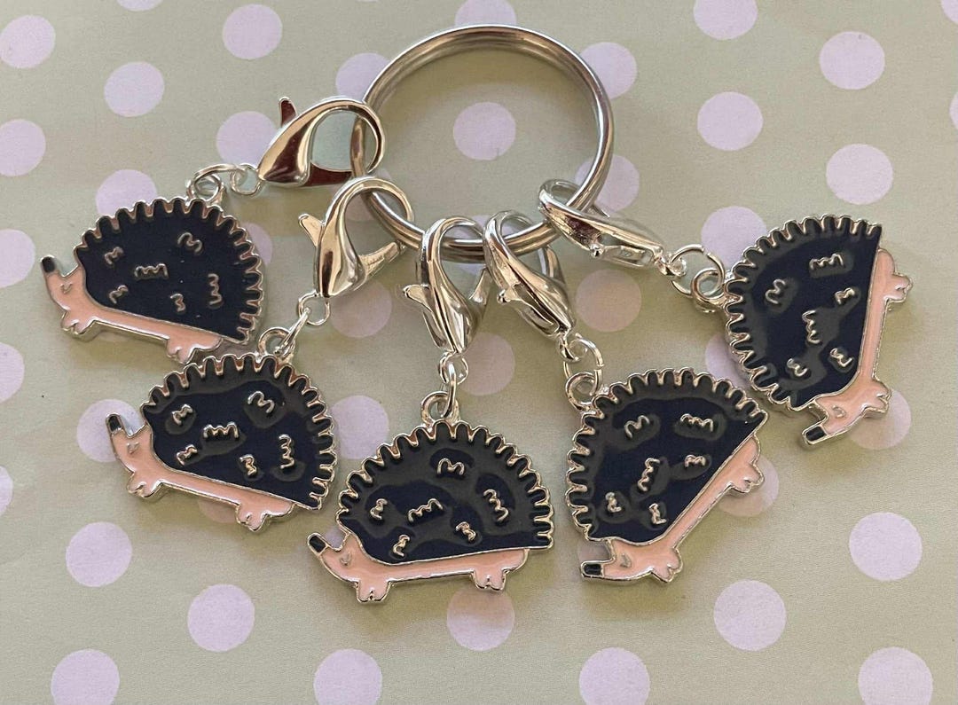 Stitch Marker SET of 5 Blue Hedgehogs Markers Crochet Knitting Counter ...