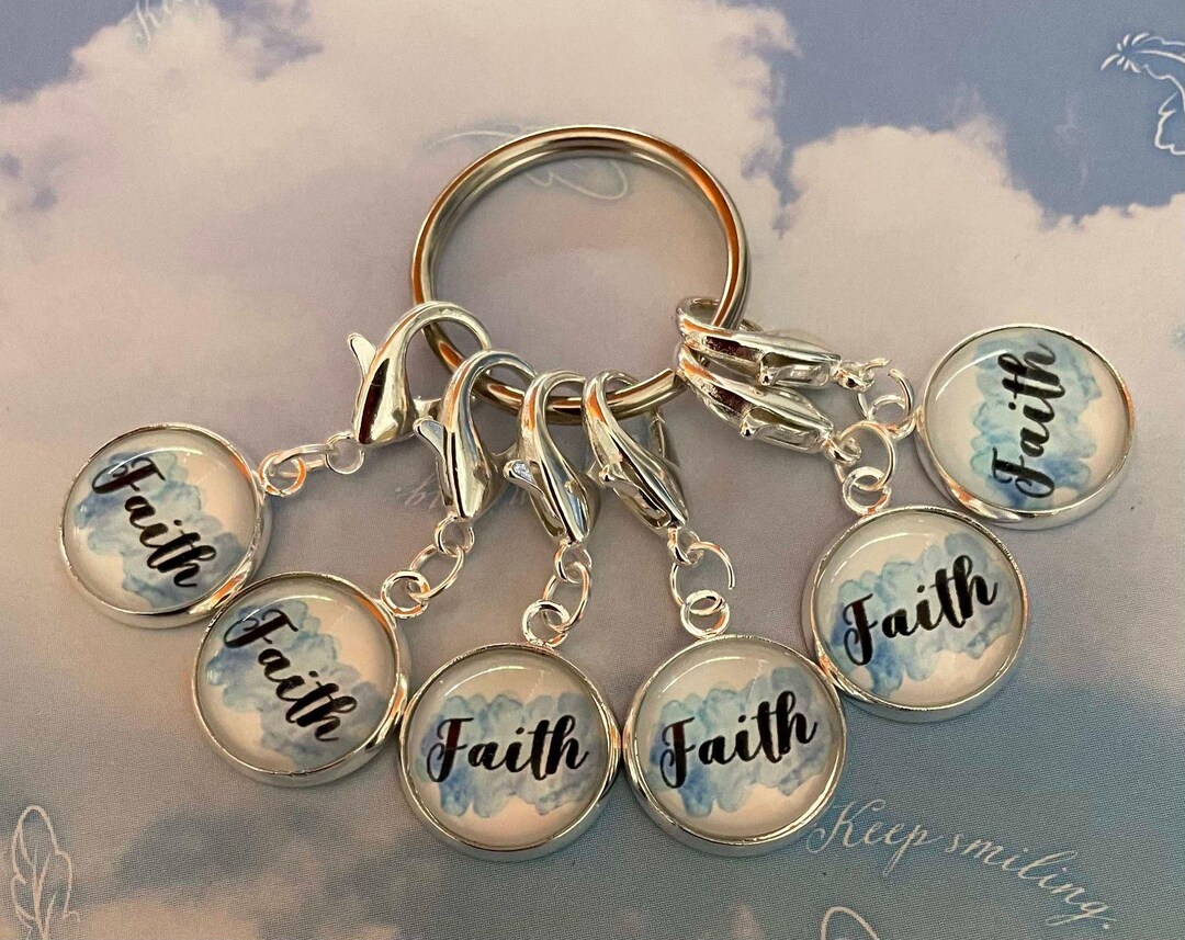 Stitch Marker SET of 6 FAITH Markers Crochet Knitting Counter Counters ...