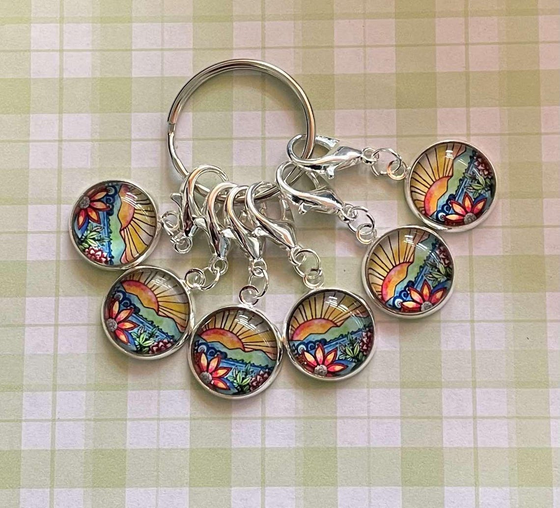 Stitch Marker SET of 6 Sunrise Crochet Knitting Counter Counters ...