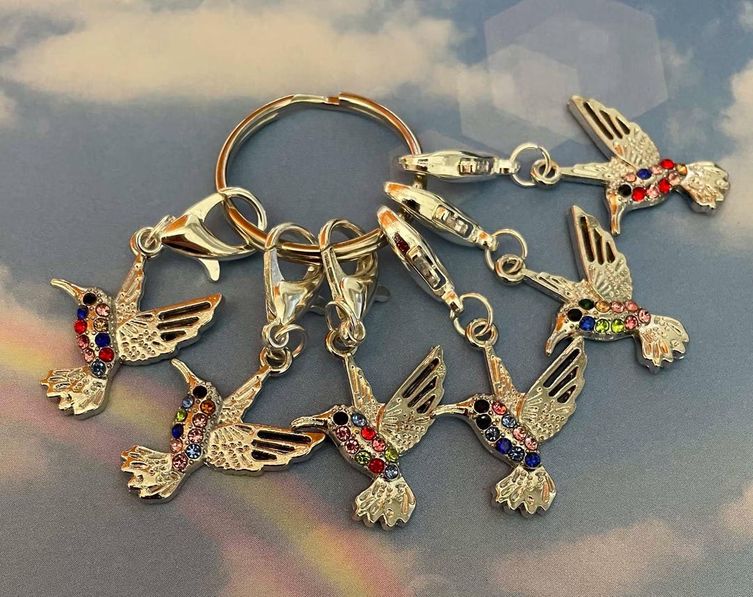 Stitch Marker SET of 6 Hummingbird Bird Markers Crochet Knitting ...