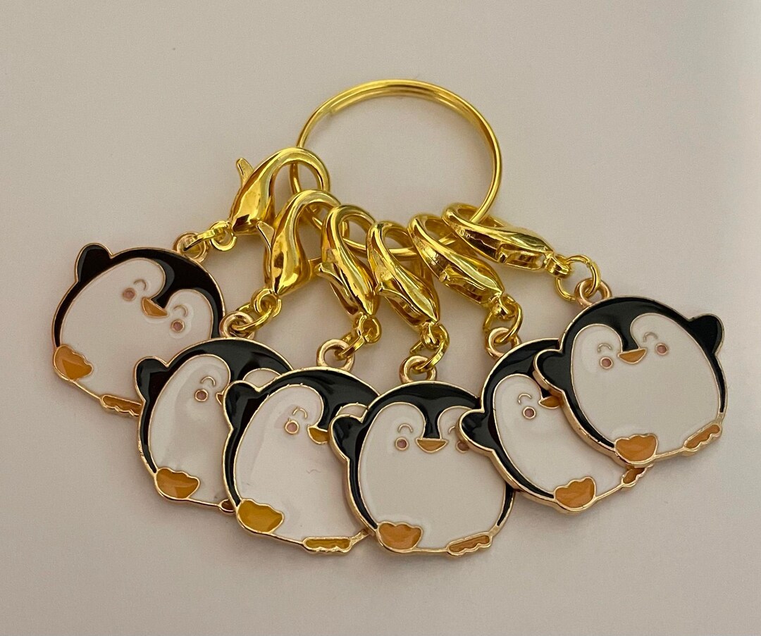 Stitch Marker SET of 6 Penguins Markers Crochet Knitting Counter ...