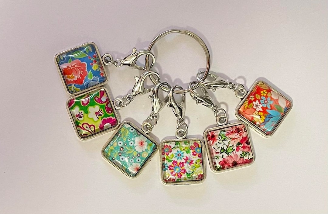 Stitch Marker SET of 6 15mm SO PRETTY Cabochon Crochet Knitting Counter ...