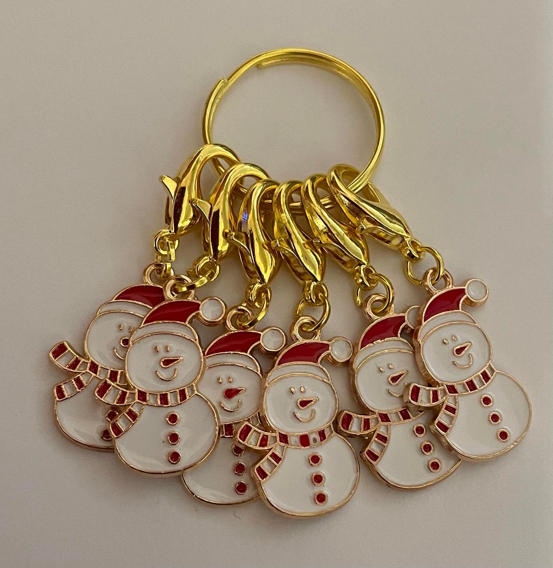 Stitch Marker SET of 6 Snowman Snowmen Markers Crochet Knitting Counter ...