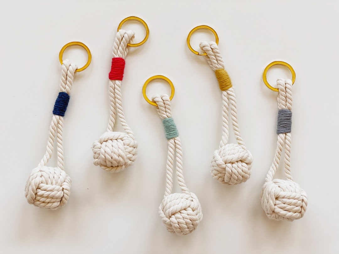 Monkey Fist Key Chain, Nautical Key Holder, Rope Knot, Boho Accessory ...